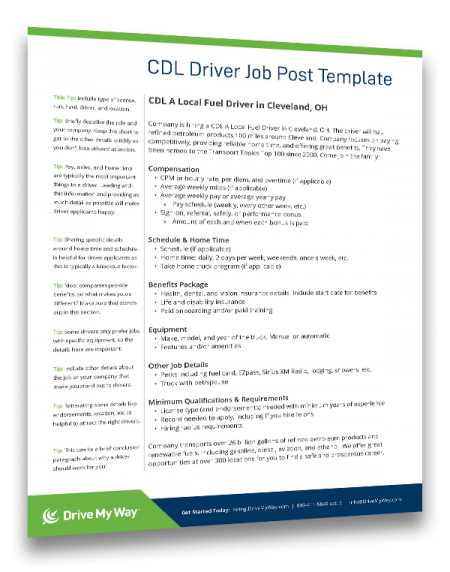 Truck Driver Job Description Template - Drive My Way